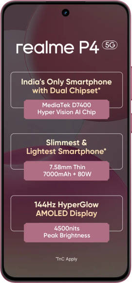 realme P4 - Full Specifications & Price in India (12th June, 2026 ...
