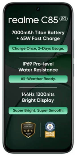 Realme C85 - Full Specifications & Price in India (12th January, 2026) | 91mobiles.com